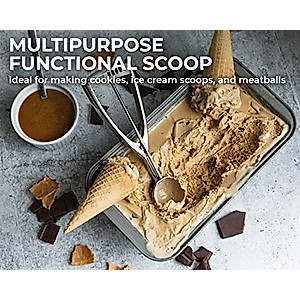Saffron & Sage Stainless Steel Cookie Scoop - 2 Tbsp Heavy Duty Cookie Dough Scoop, Comfortable Handles with Smooth Spring Action Releases Food Easily, Multipurpose, Rust Resistant and Dishwasher Safe