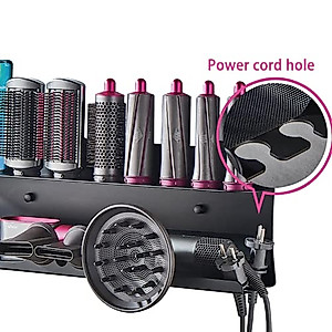 Wall Mount Holder Compatible with Dyson Airwrap Styler and Dyson Supersonic Hair Dryer, 2 in 1 Organizer Stand Storage Shelf Compatible with Dyson Curling Iron Wand for Bathroom Bedroom
