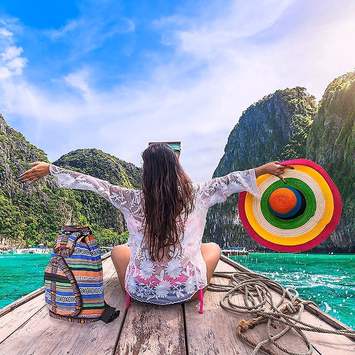 Mandala Crafts Boho Sling Bag for Women Crossbody Purse – Bohemian One Strap Backpack – Hippie Boho Backpack for Men Daypack Turquoise