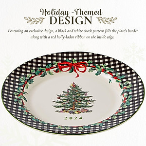 Spode Christmas Tree 8" Porcelain Dinner Plate, 2024 Annual Collector Plate - Holiday Dinnerware & Decorative Plate, Winter Serving for All Parties & Occasions - For Casserole, Appetizers, Brisket