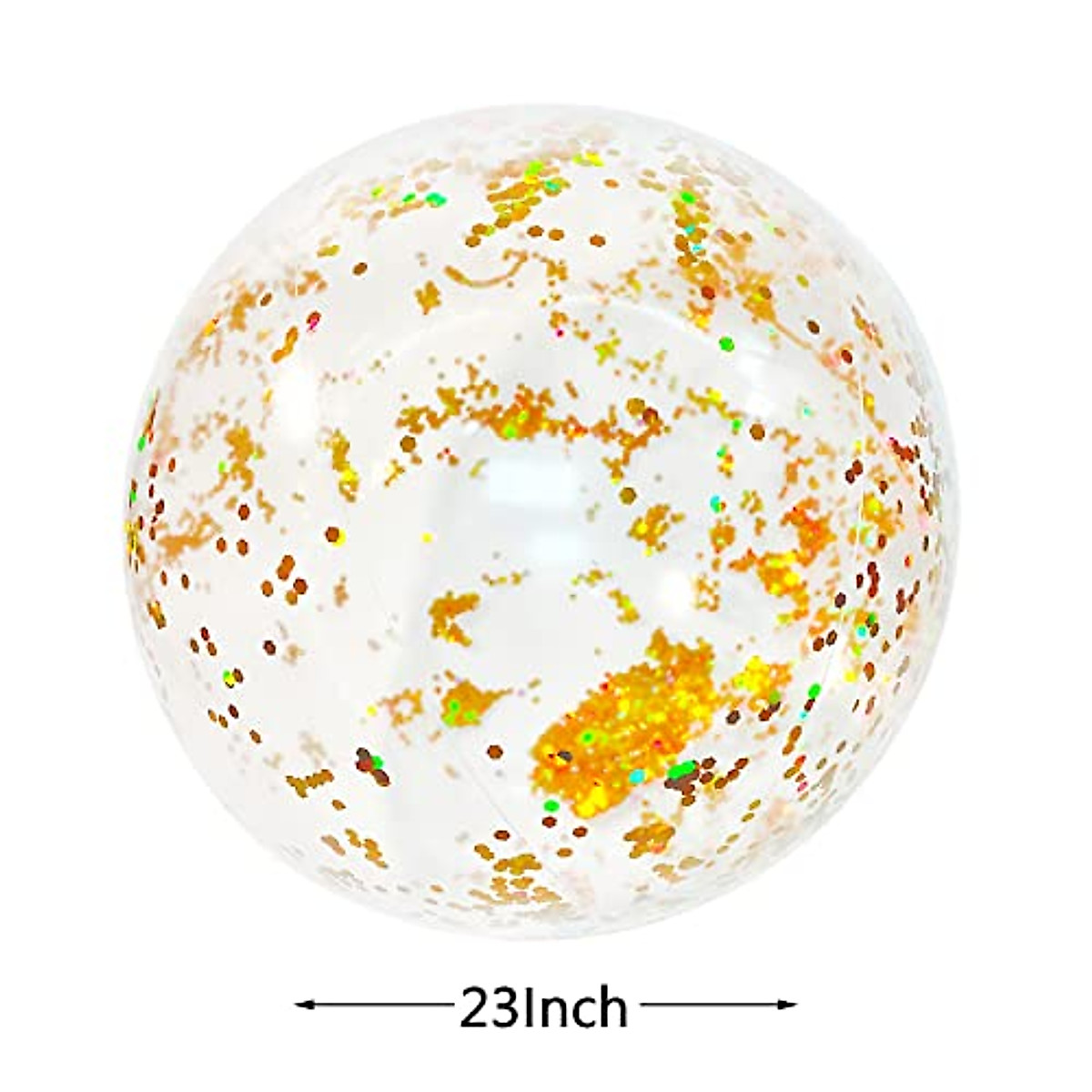 Yuguolorry Swimming Beach Ball Jumbo Pool Balls Confetti Glitters Inflatable Swimming Pool Water Ball Beach Outdoor Summer Party Favors for Adult Inflatable Beach Balls (Golden 23 Inch)