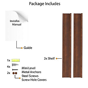 Wallniture Denver 24" Floating Shelves for Wall Collage, Picture Ledge Shelf, Wall Bookshelf for Living Room, Wall Shelf for Kitchen, Kids Room Shelves, Wall Shelves Walnut Color Set of 2