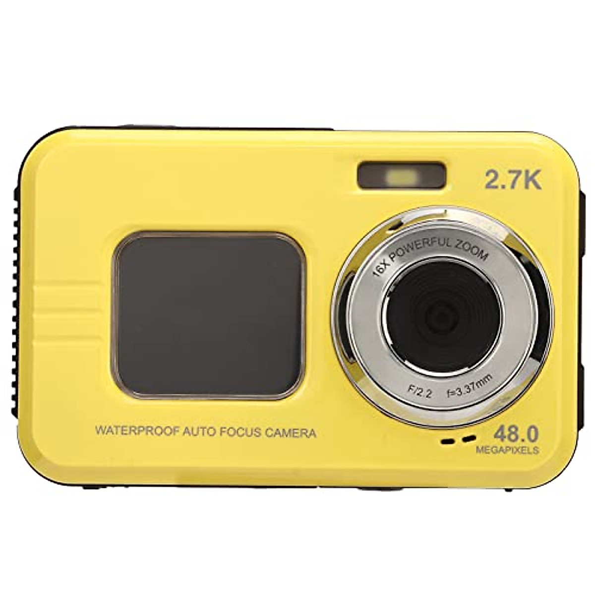 Digital Camera,2.7K HD Digital Camera 16X Zoom Smart 48MP Underwater Camera (Yellow)