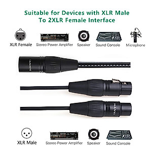 NANYI XLR Splitter Microphone Cable XLR to XLR Patch Cables 3-Pin XLR Male to Dual XLR Female Y Cable Adaptor mic Cable DMX Cable Patch Cords with Oxygen -5FT