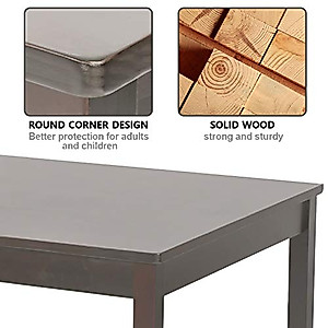 Modern 45 Inch Dining Table Set Solid Wood Kitchen Table with Two Benchs Dining Room Table Set for Small Spaces Table Home Furniture Rectangular