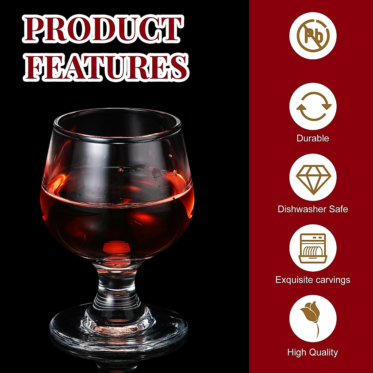 Cute Shot Glasses Mini Glass Snifters Cognac 1.7 oz Glasses Brandy Snifter Mini Wine Glasses Glass Dinnerware Set for Whiskey Juice Vodka Sherry Champagne Brandy Wine Party Supplies (48 Pieces)