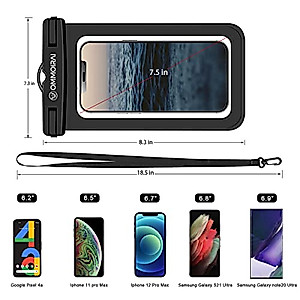 OMMOIRAI Lanyard Waterproof Phone Pouch For Beach, Universal Under Water Proof Case for Iphone 13 12 11 Pro Max Xs Xr X Se 8 7 6 6s Samsung Galaxy S9 S7 J7, Ipx8 Cell Phone Dry Bag (Black&Blue) 2 Pack