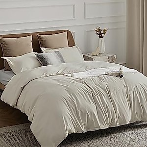 Bedsure Light Khaki Duvet Cover California King Size - Soft Brushed Microfiber Duvet Cover for Kids with Zipper Closure, 3 Pieces, Include 1 Duvet Cover (104"x98") & 2 Pillow Shams, NO Comforter
