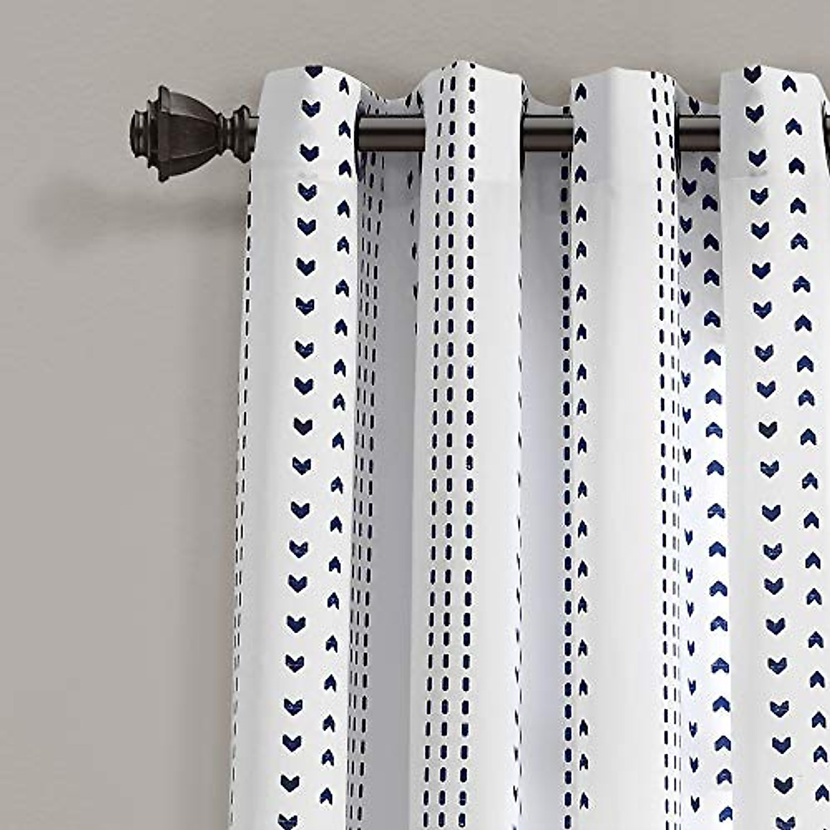 Lush Decor Hygge Stripe Window Curtain Panel Pair, 95" Long x 52" Wide, Navy & White