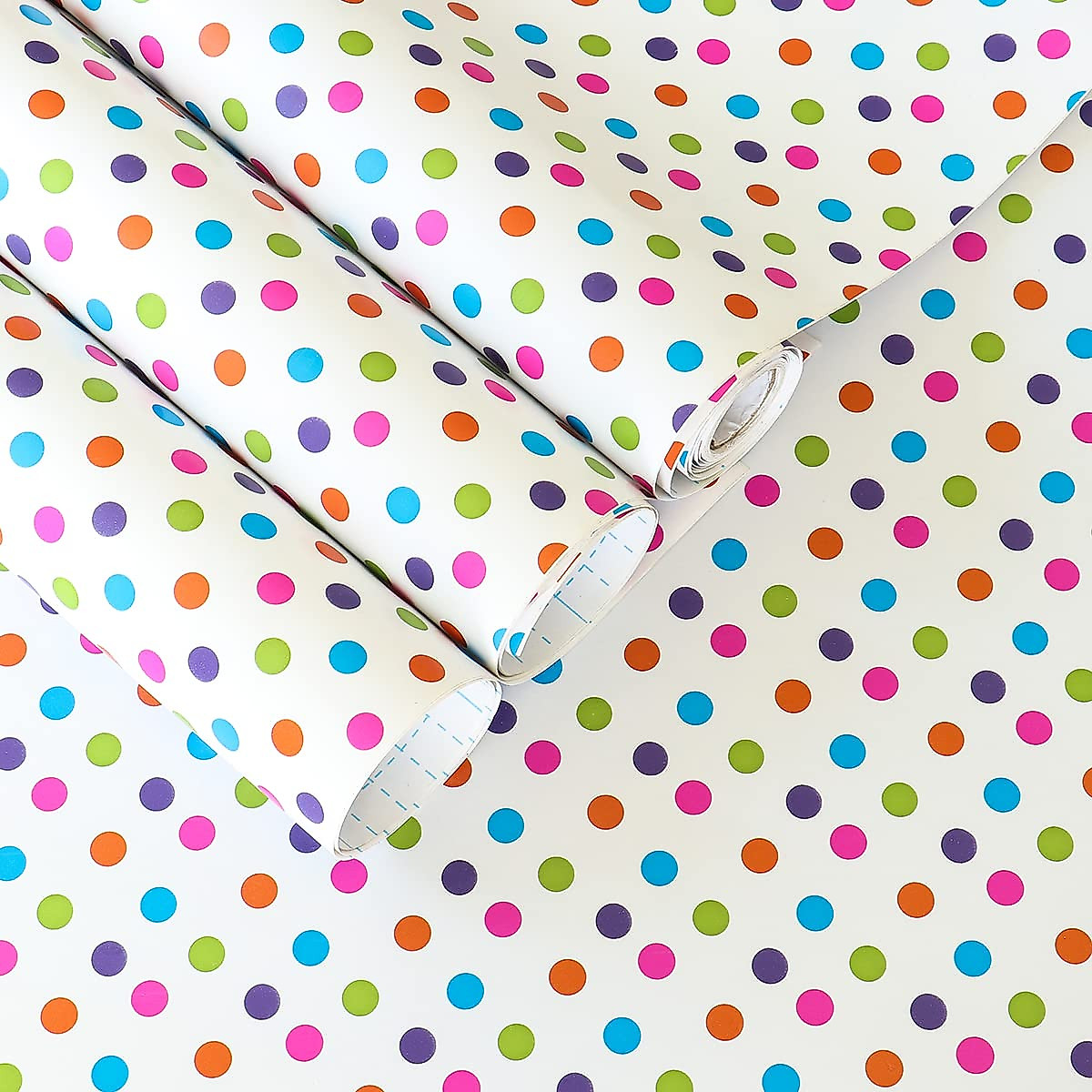17.7" x 78.7" Colorful Dot Contact Paper Self Adhesive Shelf Liner Sticker Peel and Stick Polka Dot Wallpaper Self Adhesive Vinyl Contact Paper for Wall Bed Room Furniture Kitchen Cabinet Countertop