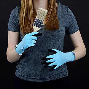 Miracle-Gro MG30604 Water Resistant Grip Gloves – [1 Pair, Small/Medium] Aqua, Double Dip Flat Latex Gloves with Elastic Knit Wrist