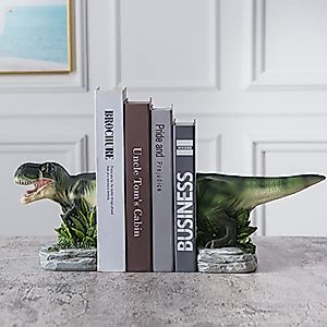 Banllis Dinosaur Bookends Decorative Book Ends to Hold Books Heavy Duty, Nonskid Book Stopper Resin Bookends for Shelves for Books Holder Home and Office Decor and idea Kids Gift