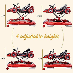 Baby Walker with Wheels, Activity Center Anti-Rollover, Comfortable seat, Steering Wheel, Music, Lights, 4 Height Adjustable Foldable Baby Walkers for Boys and Girls from 6-18 Months with Footrest