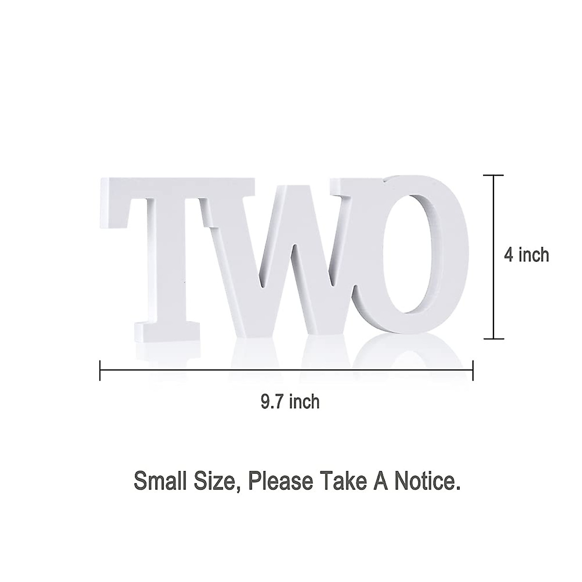 Small Wooden Letter Table Sign Two for Baby Birthday Table Decoration, White