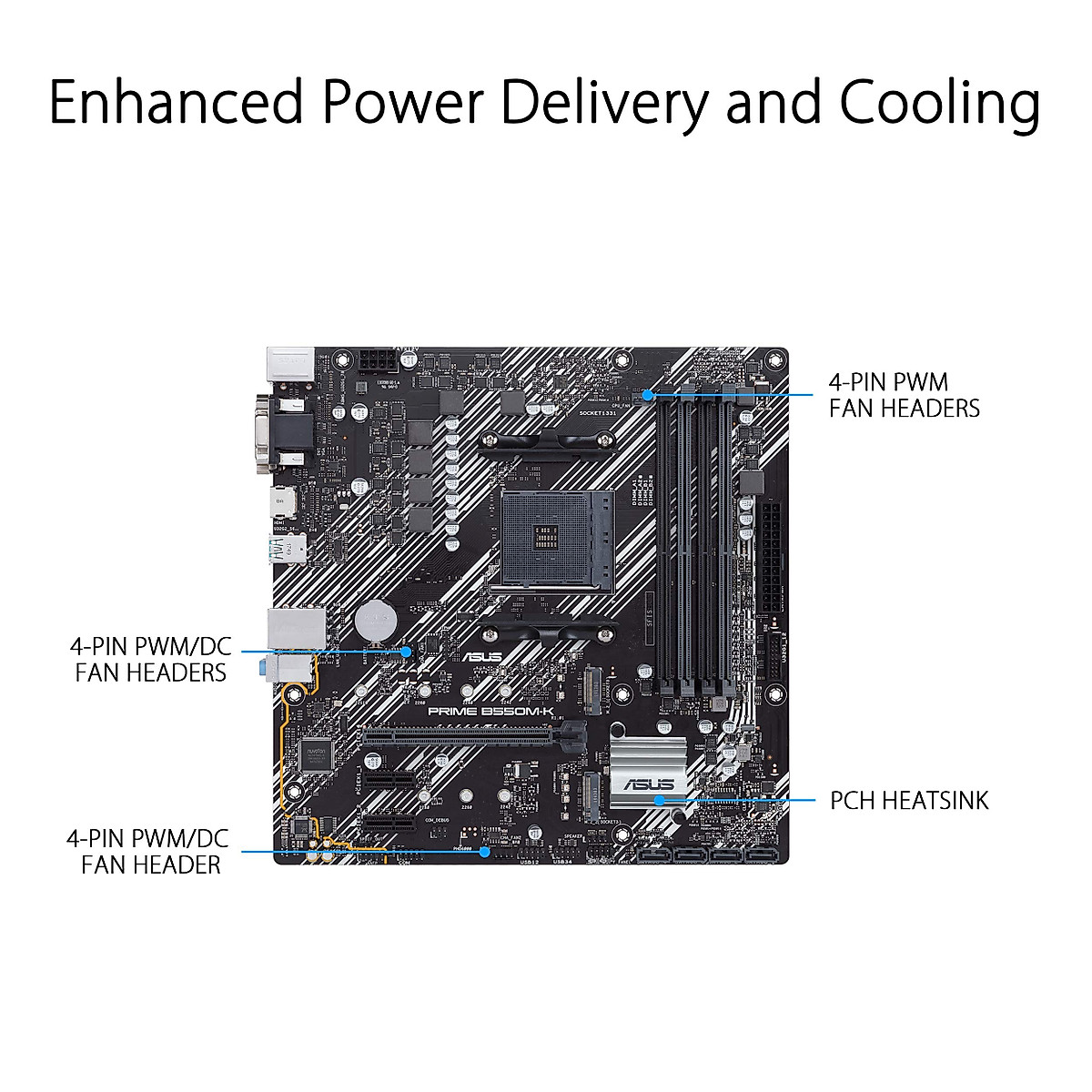 ASUS Prime B550M-K AMD AM4 Zen 3 Ryzen 5000 & 3rd Gen Ryzen Micro-ATX Motherboard (PCIe 4.0, ECC Memory, 1Gb LAN, Dual M.2, USB 3.2 Gen 2 Type-A,HDMI 2.1 4K@60Hz, DVI, D-Sub) Silver