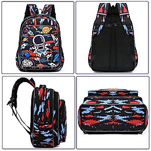 Kids Backpack for Boys - Dorlubel Elementary Kindergarten Preschool School Bag Multifunctional Cute Large Capacity Bookbag (Red Space Astronaut)