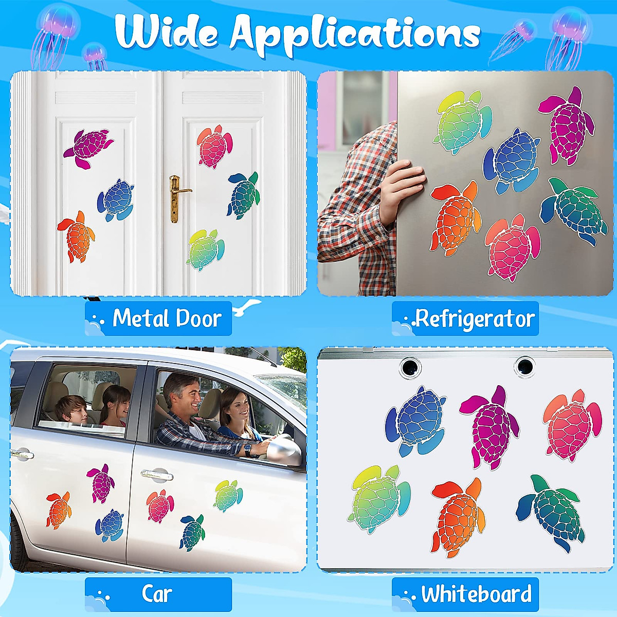 LEIFIDE 6pcs Cruise Door Decorations Magnetic Towel Animals Cruise Door Magnet Car Magnets Sticker Ocean Cruise Ship Door Decorations Funny Fridge Door Magnets Decor(Sea Turtle)