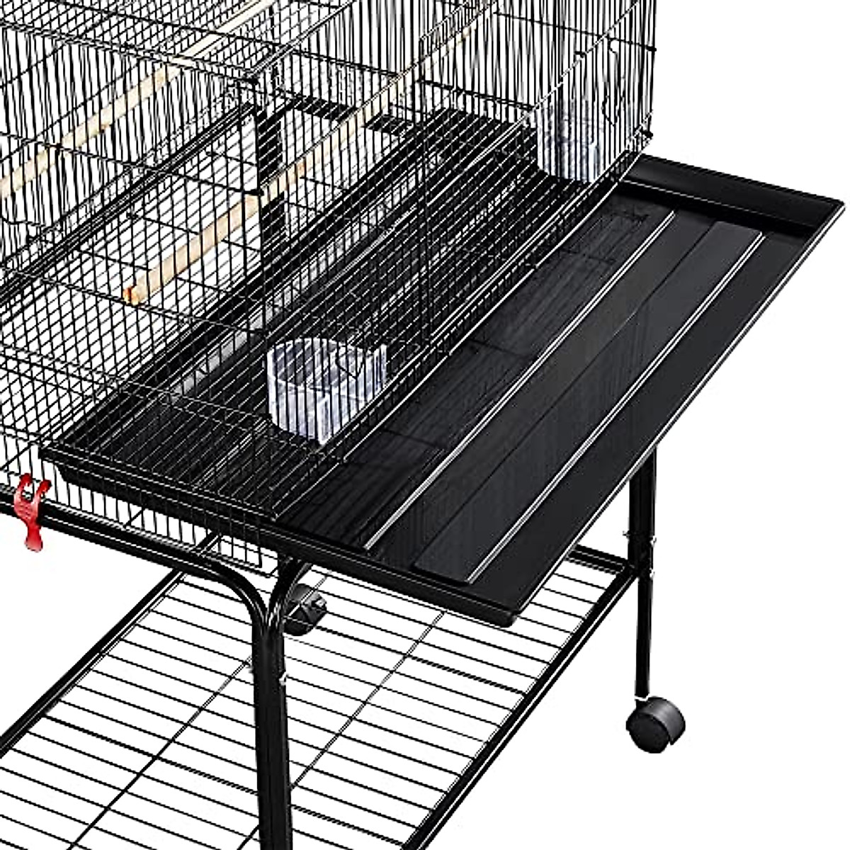 Yaheetech 47-inch Rolling Breeding Flight Bird Cages for Parakeets Budgies Finches Cockatiels Conures Lovebirds Canaries Parrots w/Detachable Stand, Black