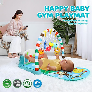 TOY Life Baby Gym Play Mat for Babies 0-6 Months Tummy Time Mat, Baby Kicking Toy Play Piano Playmat Activity Gym for Baby Boy Girl, Infant Toddler Activity Center Toys, Baby Floor Newborn Play Mat