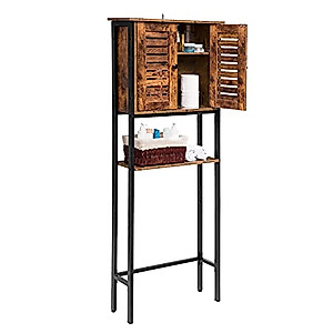 HOOBRO Over The Toilet Storage Cabinet, Bathroom Space Saver with Louver Door, Industrial Bathroom Cabinet Over Toilet, Easy to Assemble, Stable, Rustic Brown BF43TS01
