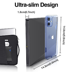 VersionTECH. External CD DVD Drive USB 3.0 Type-C, Portable USB C Superdrive Burner Player Writer CD DVD +/- RW, Compatible for Windows 10 8 7 XP Vista Mac OS Linux for Mac Pro Air iMac Laptop