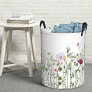 Wildflowers Laundry Basket Organizer Collapsible Laundry Hamper Nursery Storage Basket Bin with Handles for Clothes Toy Bathroom Room