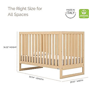 dadada Baby’s 3-in-1 Austin Convertible Crib - Newborn Essentials Baby Bed Fits Standard Crib Mattress - Adjustable Bed Base - Natural