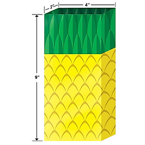 Beistle 75 Piece Tropical Treat Favor Bags - Luau Party Pineapple Cello Candy Bags With Twist Ties