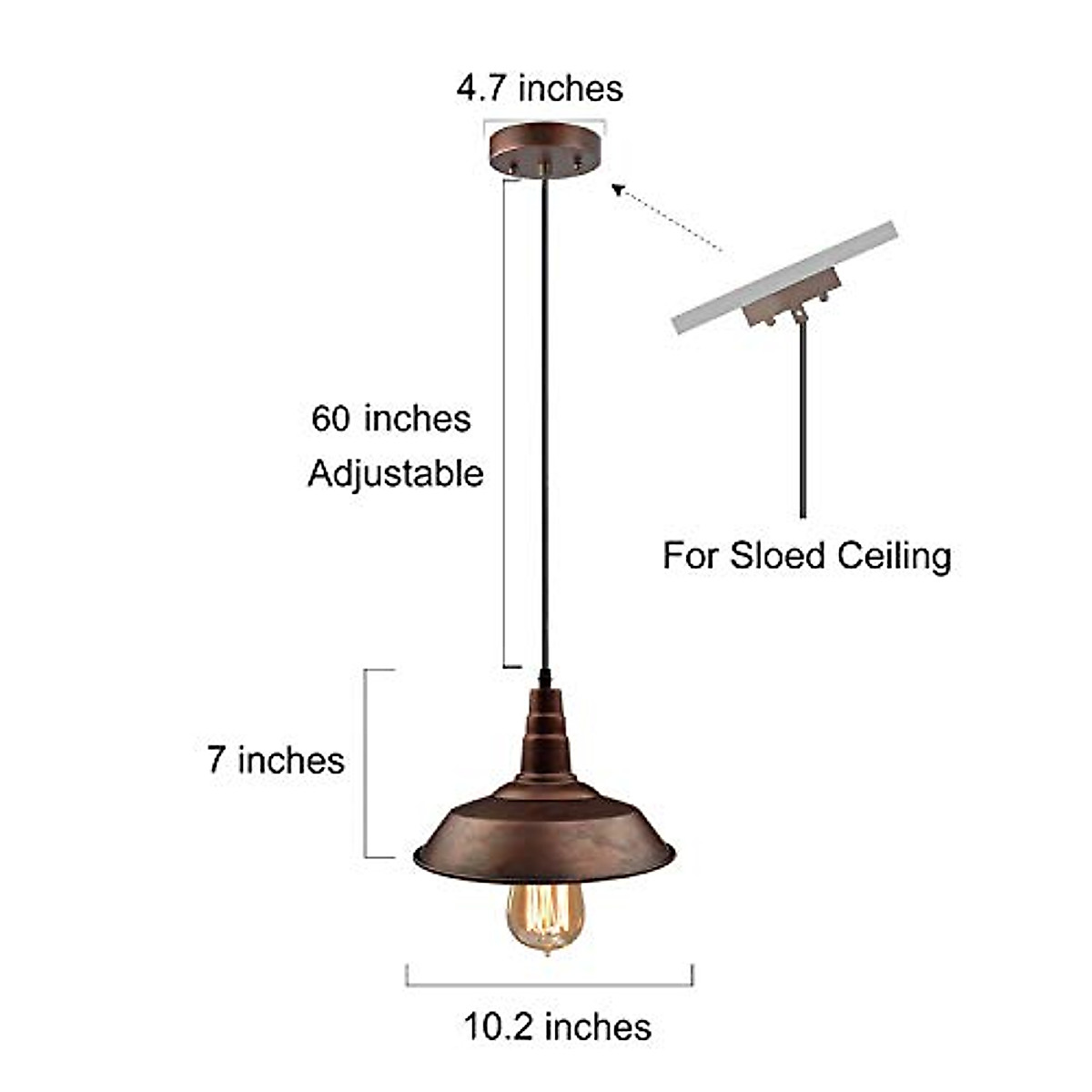 LNC Pendant Lighting for Kitchen Island Farmhouse Bran Hanging Fixtures with Rustic Finish Fit in Bedroom, Foyer, Hallway, 10.2”W*7”H, A0190702, Brown