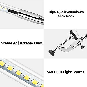 lishumei Desk Lamp with Clamp, 3 Modes 10 Brightness 360° Rotation Eye-Caring Reading Light,8W Long Flexible Gooseneck, Architect Task Lamp, USB Clamp Light for Home Office Manicure Reading