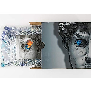 Chilli Cosmos Fire Glass Diamond 1 InchFire Pit Glass Rocks for Propane or Gas Fire Pit （10 Pounds White/Cobalt Blue/Margarita Azura Blue Blend） Gift Package