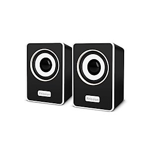Computer Speakers, Phission Mini Speaker with Stereo Sound 6W USB Powered 3.5 mm AUX-in Portable Speaker for Computer, Laptop, Notebook, Desktop (Black)