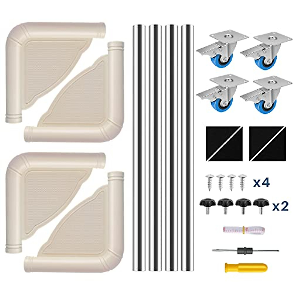 SPACECARE Mini Fridge Stand Furniture Dolly Mobile Roller with 4 Locking Wheels-Base Adjustable Refrigerator Washing Machine Stand Moving Cart- Appliance Dolly Cart Roller Pedestal -Off White