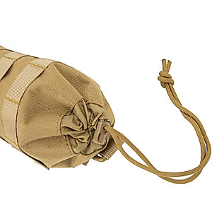 LOOGU Sports Water Bottle Pouch Bag, Molle Water Bottle Holder with Drawstring Open Top & Mesh Bottom, Travel Mesh Water Bottle Bag Tactical Hydration Carrier