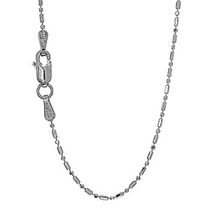 JewelStop 14k Solid Yellow Gold 1mm Diamond-cut Bar & Bead Ball Chain Lobster Claw Clasp-20 Inches, 2gr.