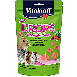 Vitakraft Star Drops Watermelon Flavor Rabbit, Guinea Pig & Chinchilla Treat, 4.4 oz, Pink