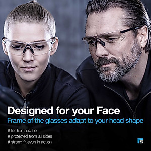 SolidWork Safety Glasses Clear Lens with Side Shields, Anti Fog, Anti Scratch, Anti-Glare, Protective Eyewear for Men & Women