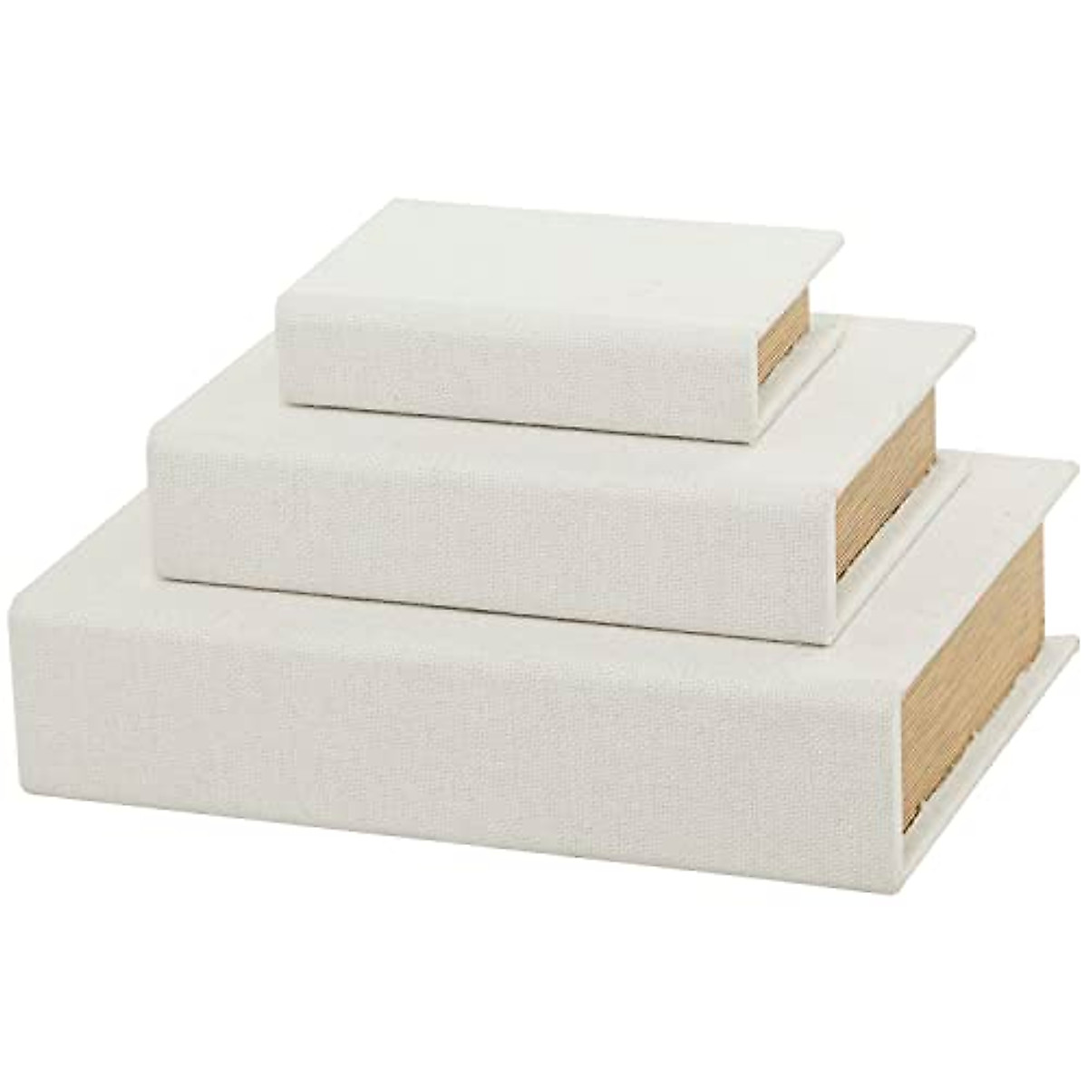 Deco 79 Modern Linen Rectangle Box, Set of 3 12", 9", 6"H, White