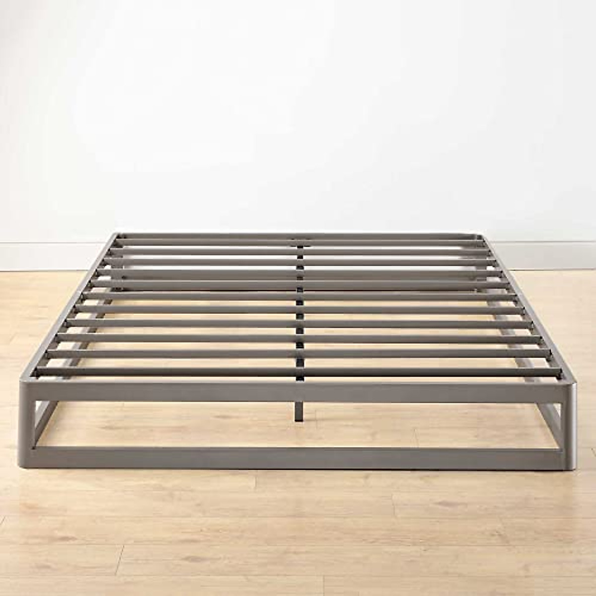 Mellow 9" Metal Platform Bed Frame w/Heavy Duty Steel Slat Mattress Foundation (No Box Spring Needed), King, Gray