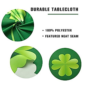 JYXIUBS Round St Patrick's Day Tablecloth - Irish Clover Decoration Waterproof Table Cloth, Fabric Spring Holiday Table Cover for Dining and Indoor/Outdoor, 60 Inch