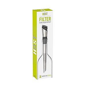 HOST FILTER Wine Pour Spout with Silicone Seal and Stopper, Stainless Steel Filter Pourer for Red or White Wine, Set of 1