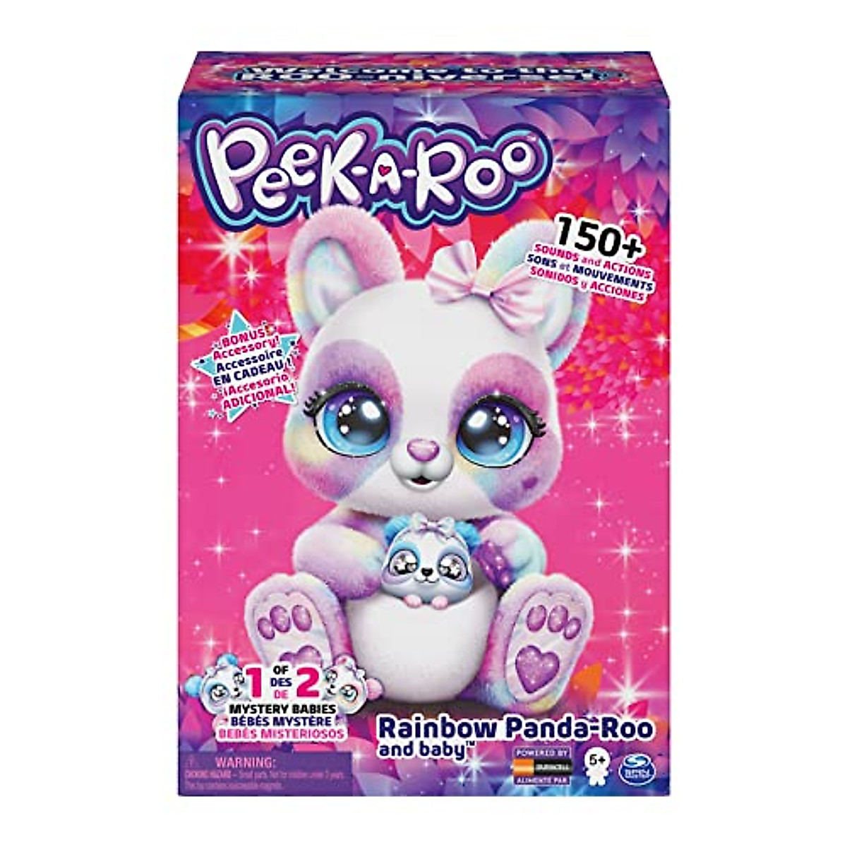 Peek-A-Roo, Interactive Rainbow Plush Toy and Baby with Bonus Bows, Over 150 Sounds & Actions, Kids Toys for Girls Ages 5 and up