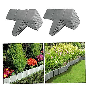 TOSSPER 20pcs Garden Border Edging, Stones Effect Fence Decorative Flower Bed Edging for Garden Lawn Landscape Interlocking Outdoor Lawn Stakes (Grey)