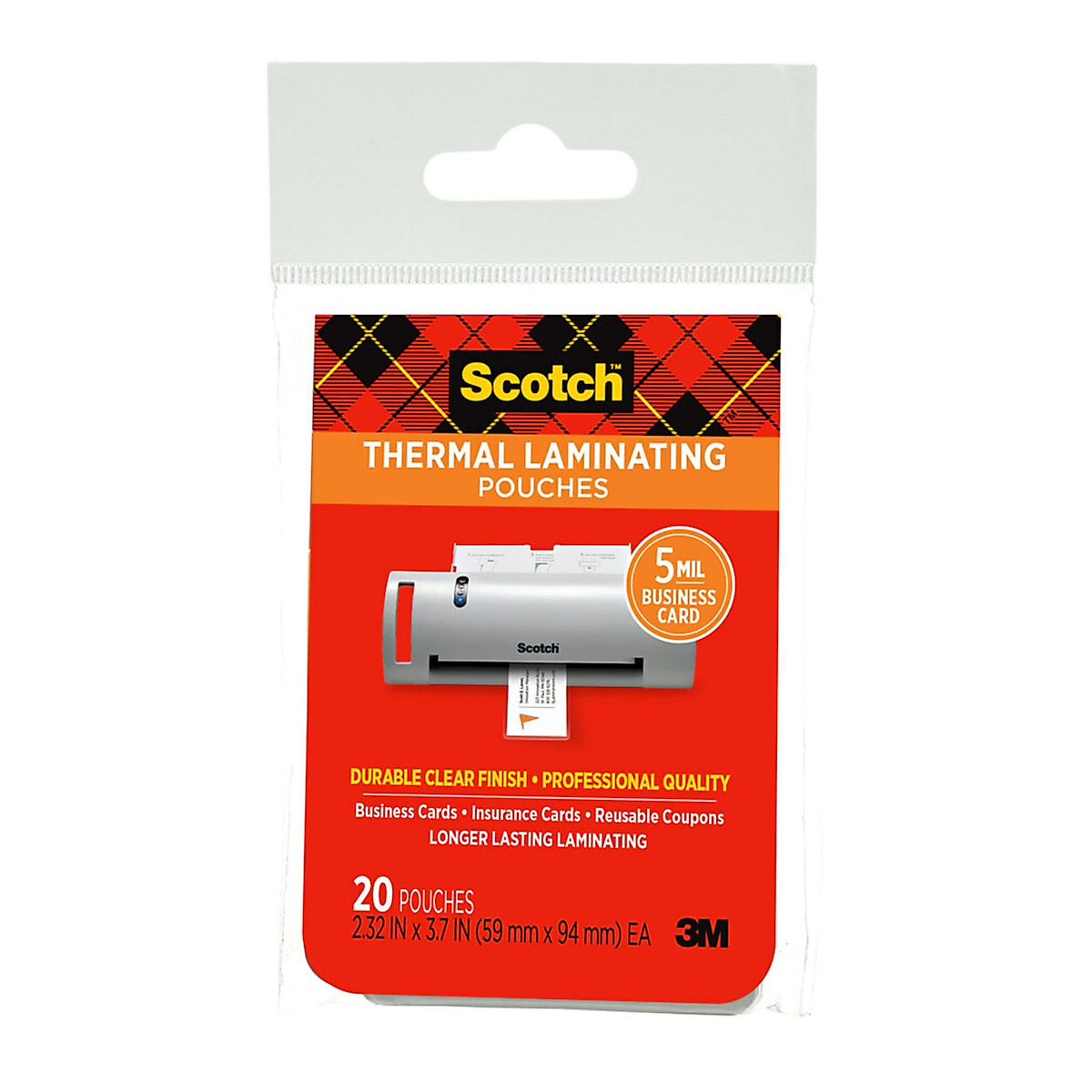 Scotch Thermal Laminating Pouches Premium Quality, 5 Mil Thick for Extra Protection, 20 Pack Business Card Size Laminating Sheets, Our Most Durable Lamination Pouch, 2.3 x 3.7 inches (TP5851-20)