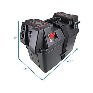 Pactrade Marine Boat Battery Box Dual USB Charger 2 Power Socket Voltmeter Gauge