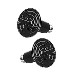 Mandala Crafts Heat Lamp for Reptiles - Ceramic Heat Emitter Infrared Light Bulb with No Light for Chicken Coop Turtle Bearded Dragon Dog Pet Brooder 100W Pack of 2 Black