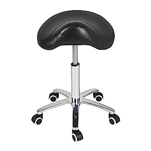 Saddle Stool Rolling Chair for Medical Massage Salon Kitchen Spa Drafting,Adjustable Hydraulic Stool with Wheels (Without Backrest, Black)