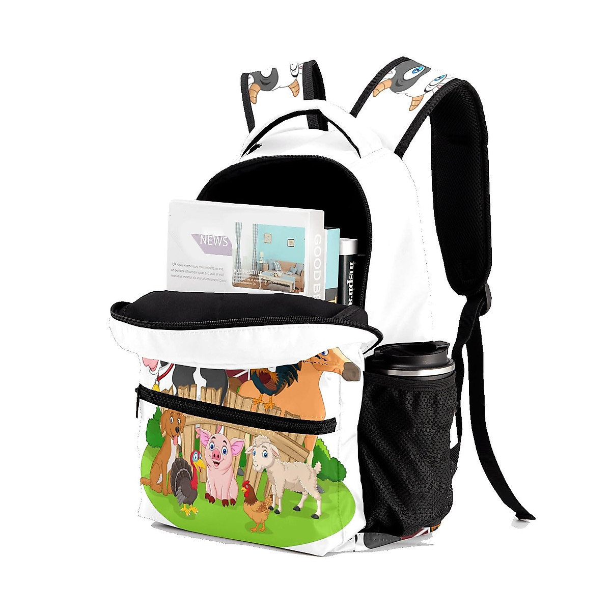 NZOOHY Farm Animals Personalized School Backpack for Kid Boy Girls Primary Daypack Bookbag Custom Name Travel Bag