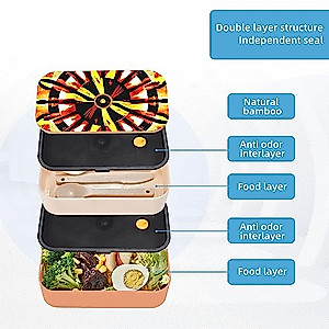 Burning Totem Adult Lunch Box, Bento Box, With Cutlery Set Of 3, 2 Compartments, Rectangular, Lunch Box For Adults