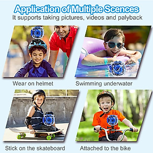 PROGRACE Kids Waterproof Camera for Kids Action Video Digital Camera 1080 HD Toy Camera for Boys Birthday Christmas New Year Gifts, Blue